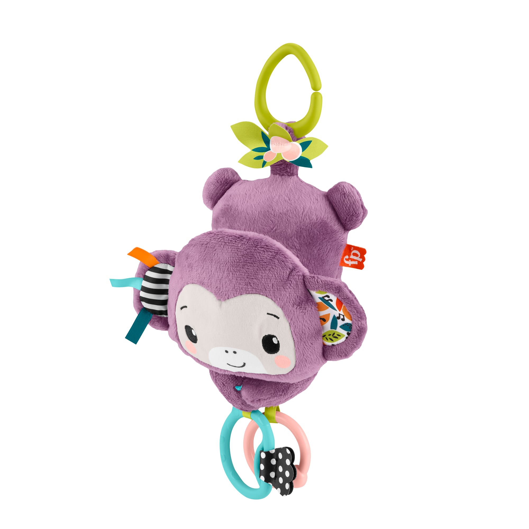 Fisher-Price Sing & Go Purple Monkey Plush Baby Stroller Sensory Toy ...