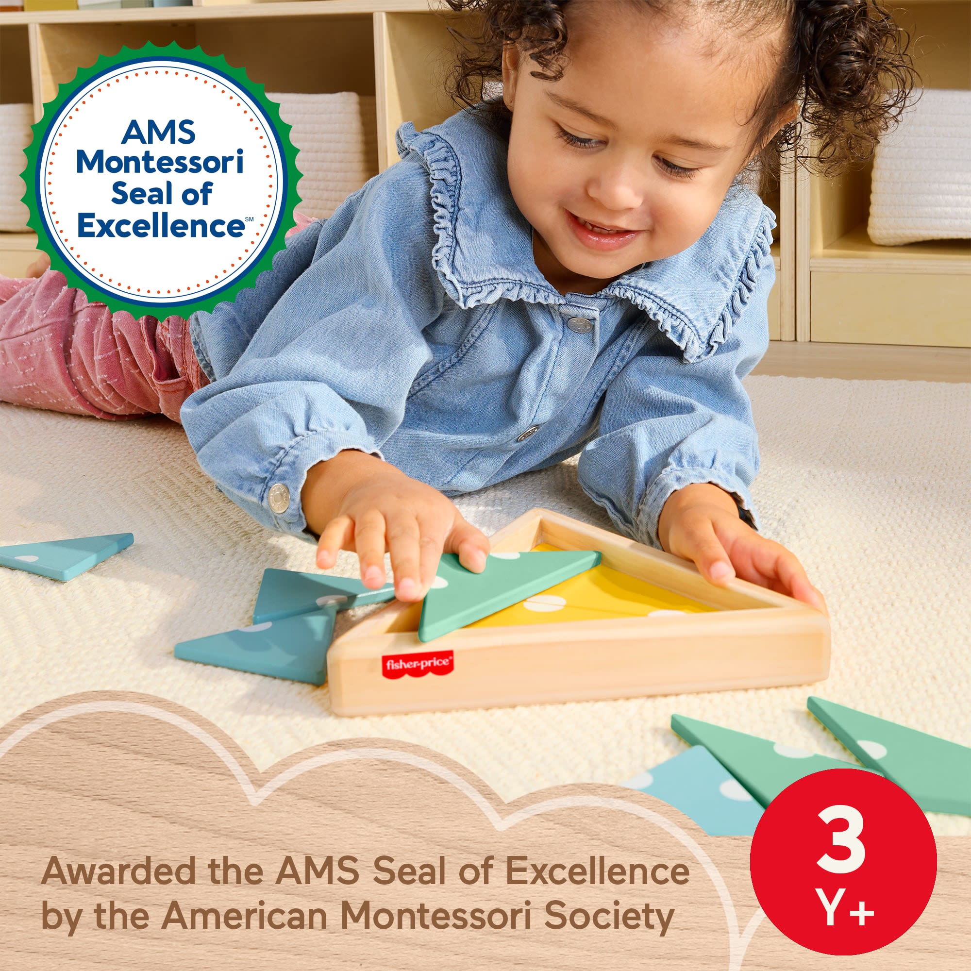 Fisher-Price Montessori Wooden Triangle Puzzle | Mattel