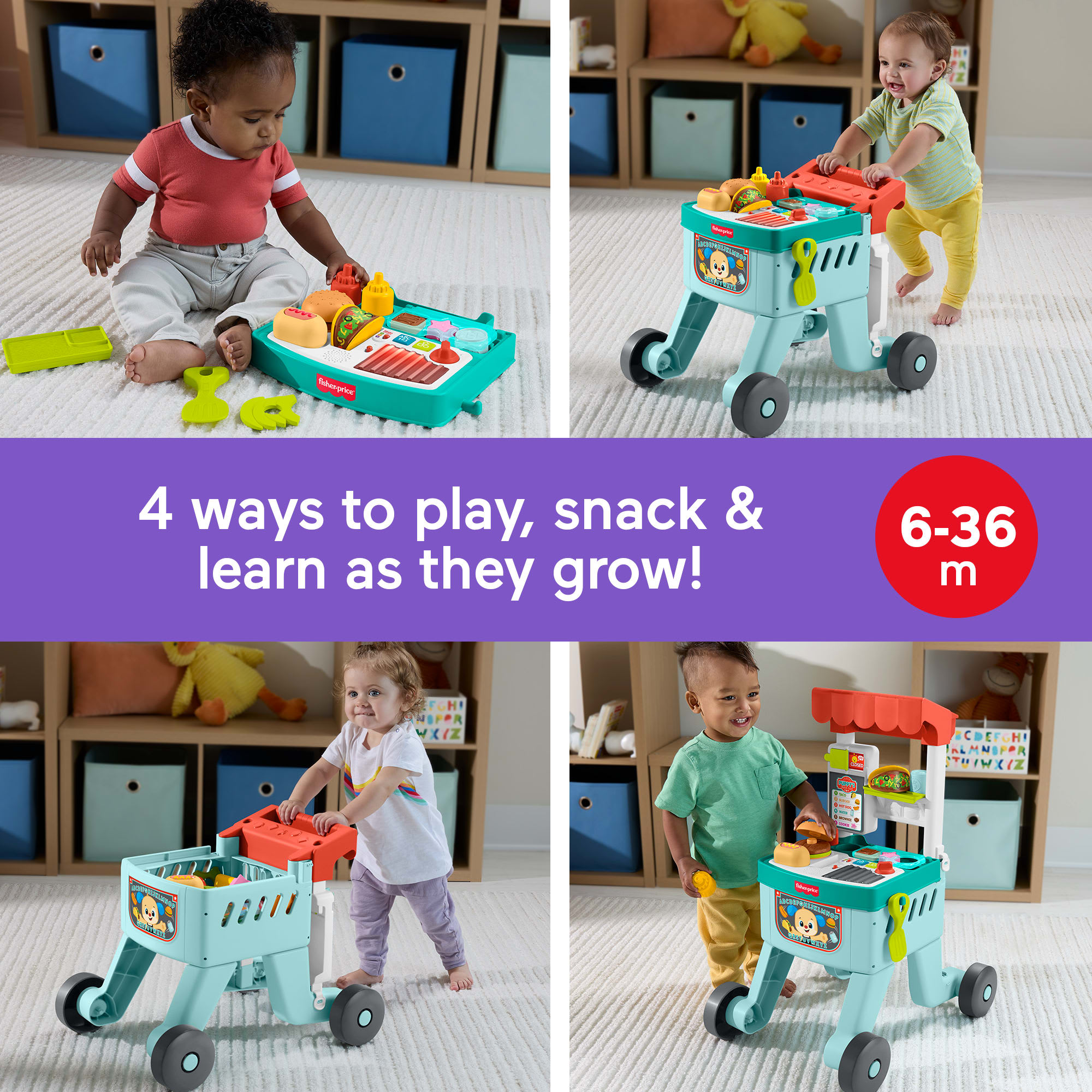 Fisher-Price Laugh & Learn 4-in-1 Snack Cart Walker | Mattel