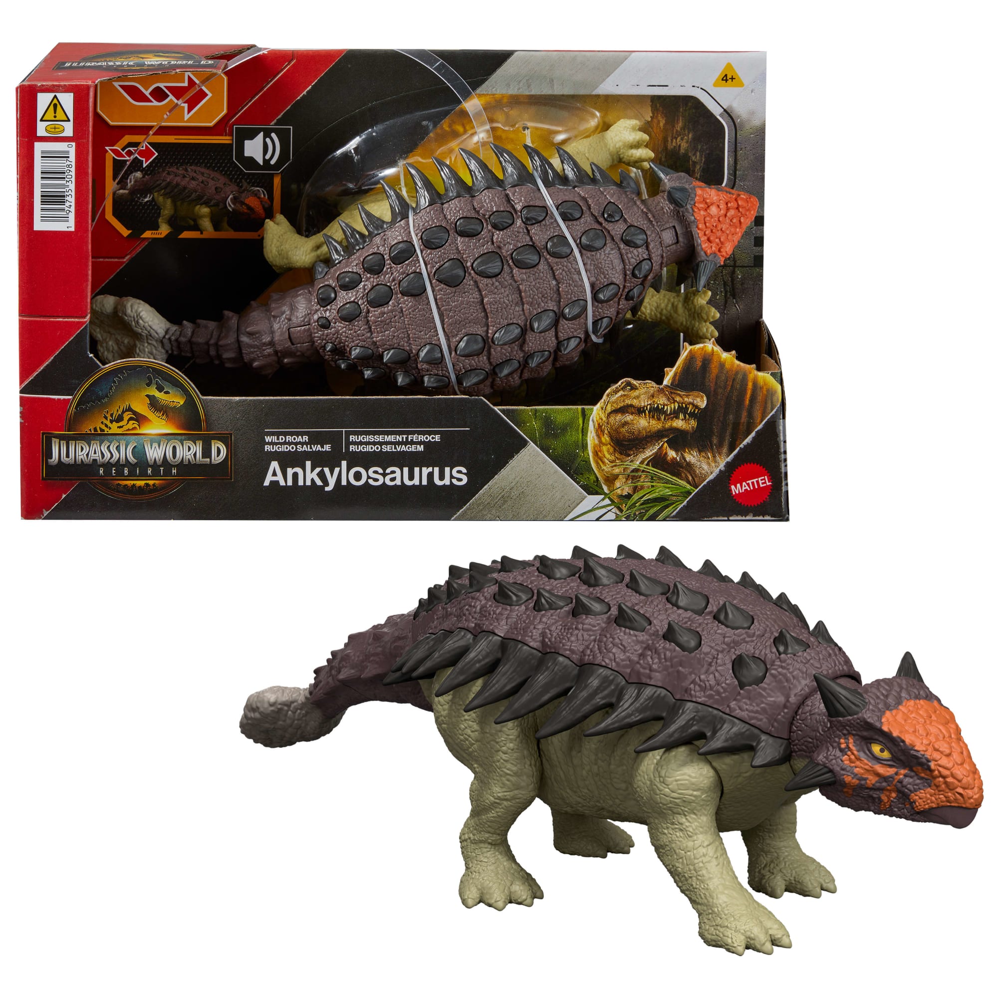 Jurassic World Rebirth Wild Roar Ankylosaurus Dinosaur Toy | Mattel