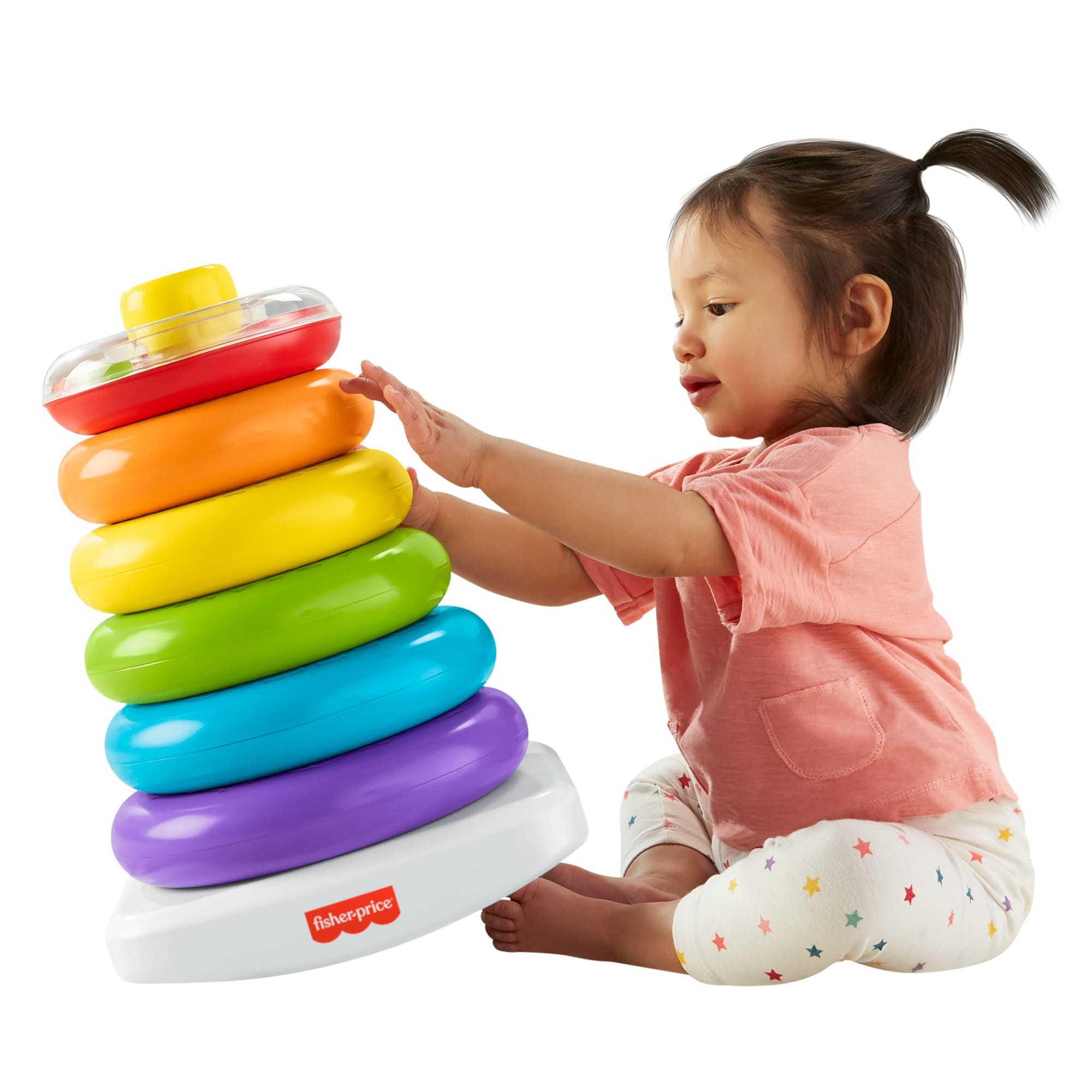Fisher-Price Giant Rock-a-Stack Baby Toy, 14+ Inches Tall Ring Stacking ...