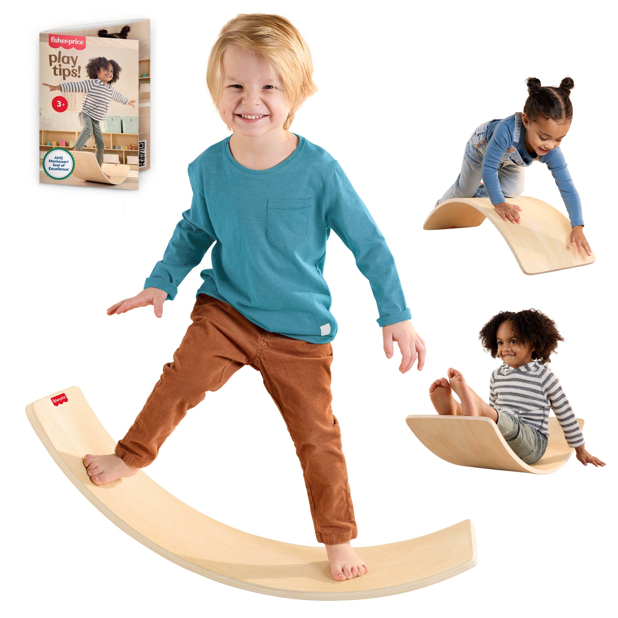 Fisher-Price Montessori Wooden Rockin' Balance Board | Mattel
