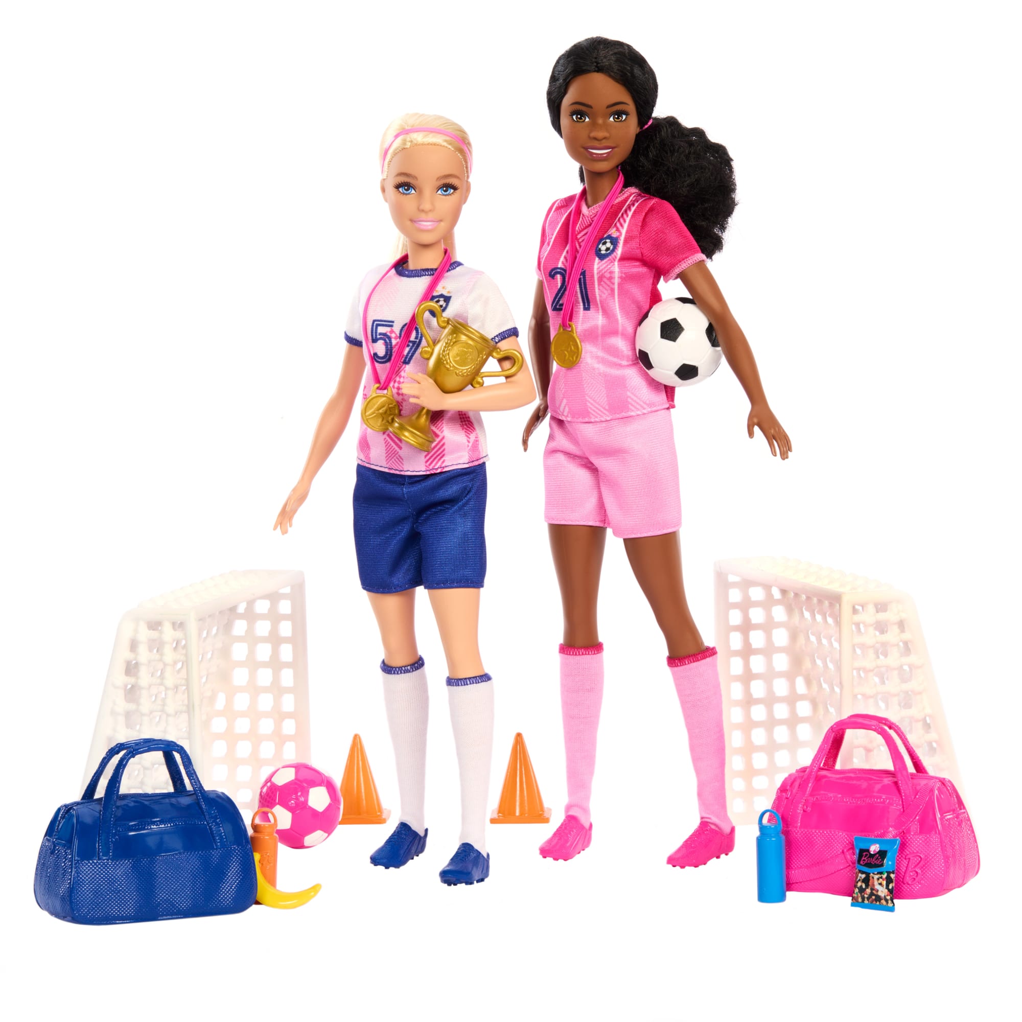 Barbie Soccer Playset with 2 Dolls & 15 Accessories | Mattel