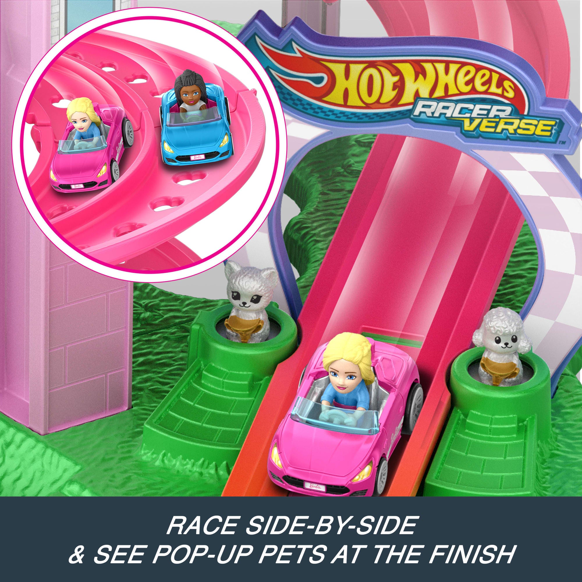 Hot Wheels RacerVerse Barbie Spiral Race Track Set | Mattel