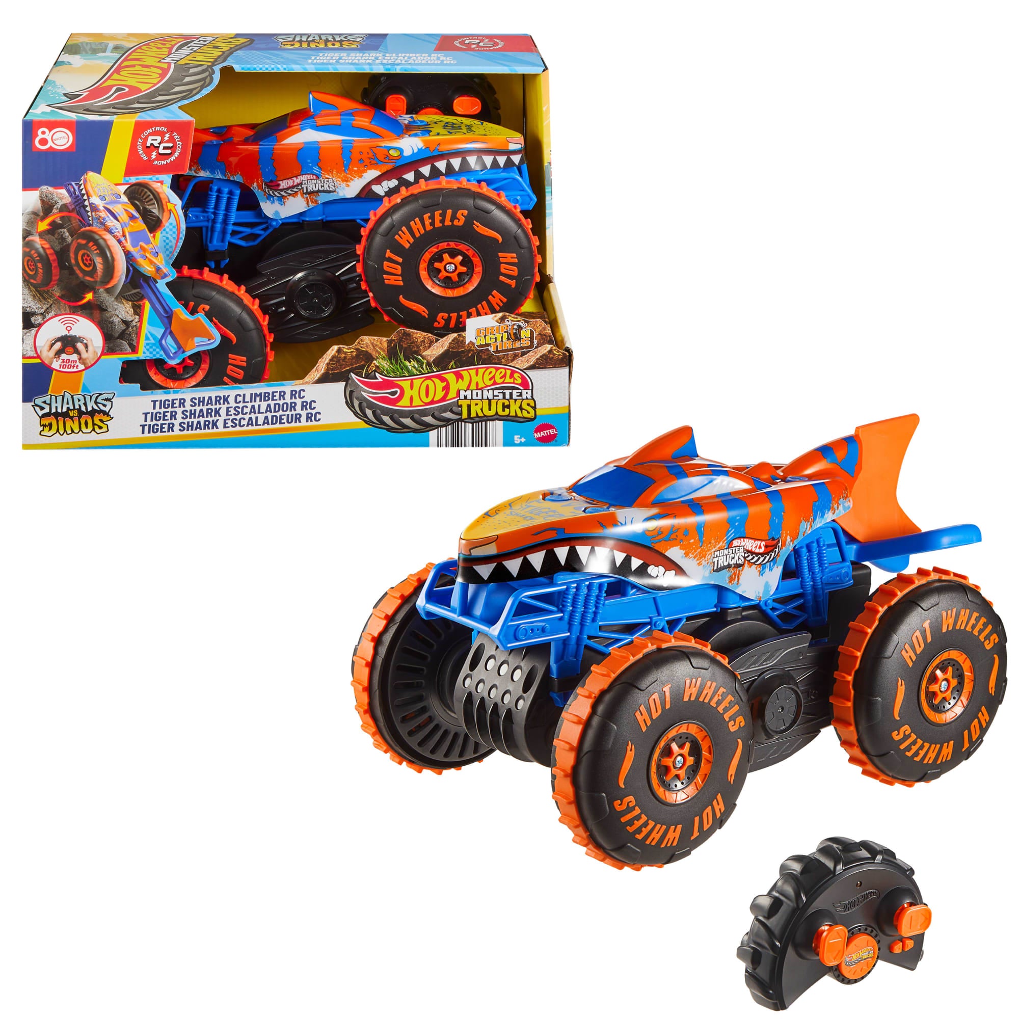 Hot Wheels Monster Trucks Tiger Shark Climber RC Vehicle | Mattel