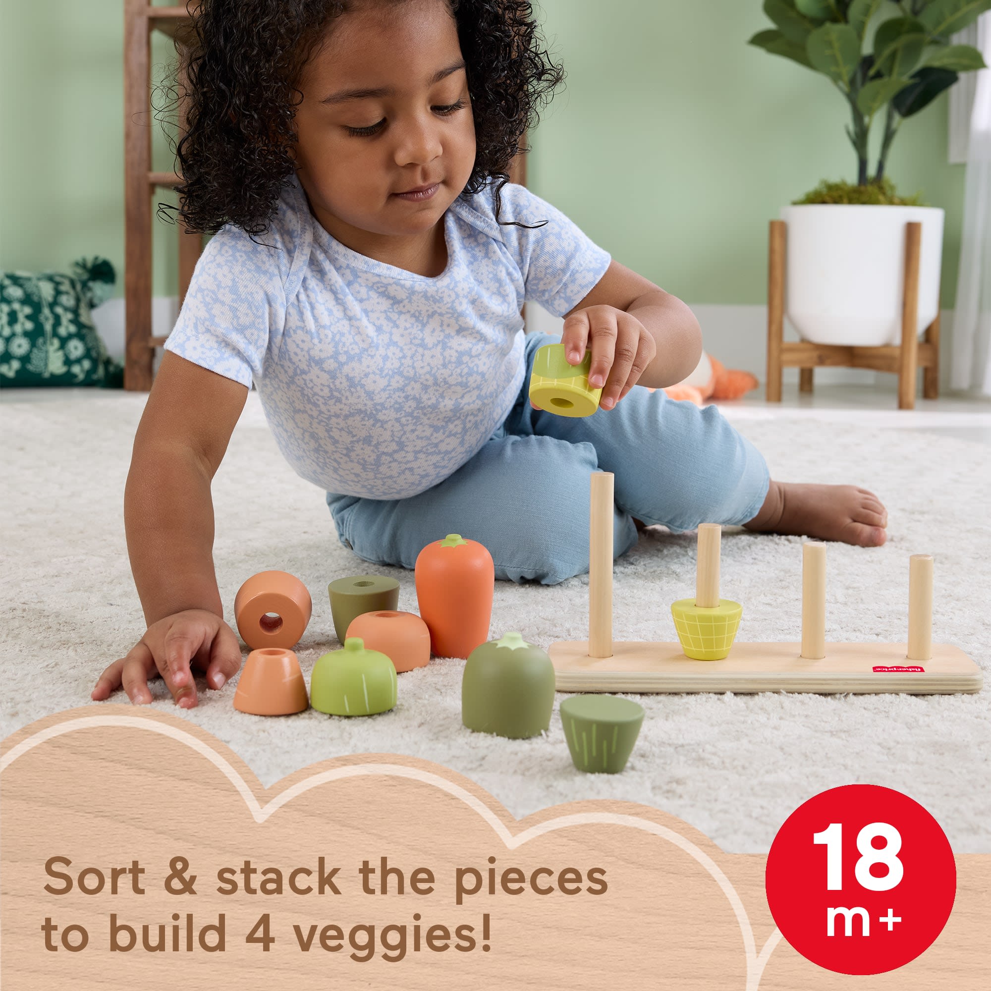 Fisher-Price Tiny Garden Wooden Veggie Stacker | Mattel