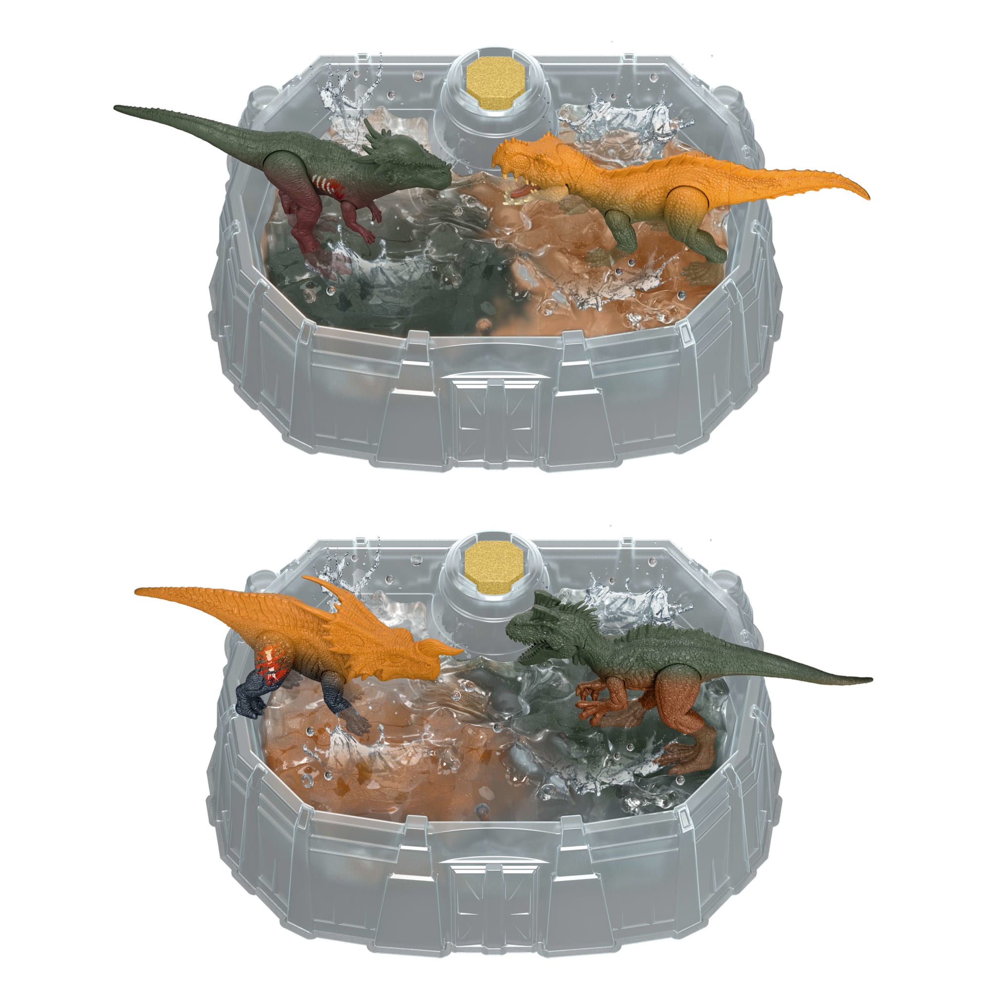 Jurassic World Dino Reveal 2 Dinosaur Toys in Battle Arena | Mattel