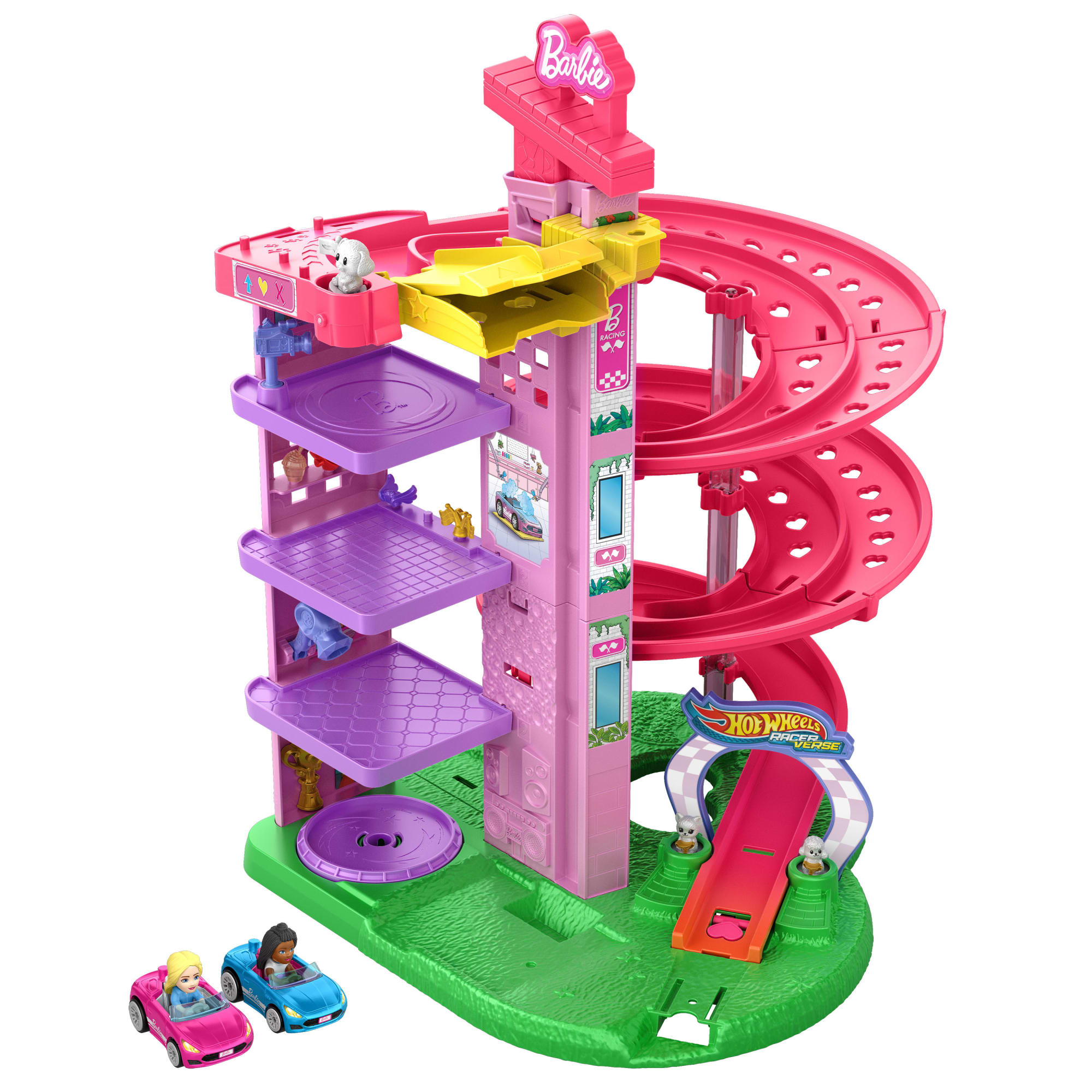 Hot Wheels RacerVerse Barbie Spiral Race Track Set | Mattel