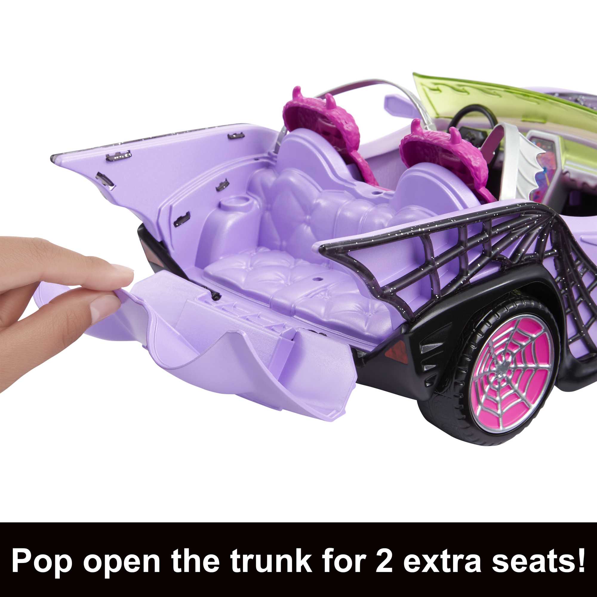 Monster High Toy Car, Ghoul Mobile with Pet and Cooler Accessories | Mattel
