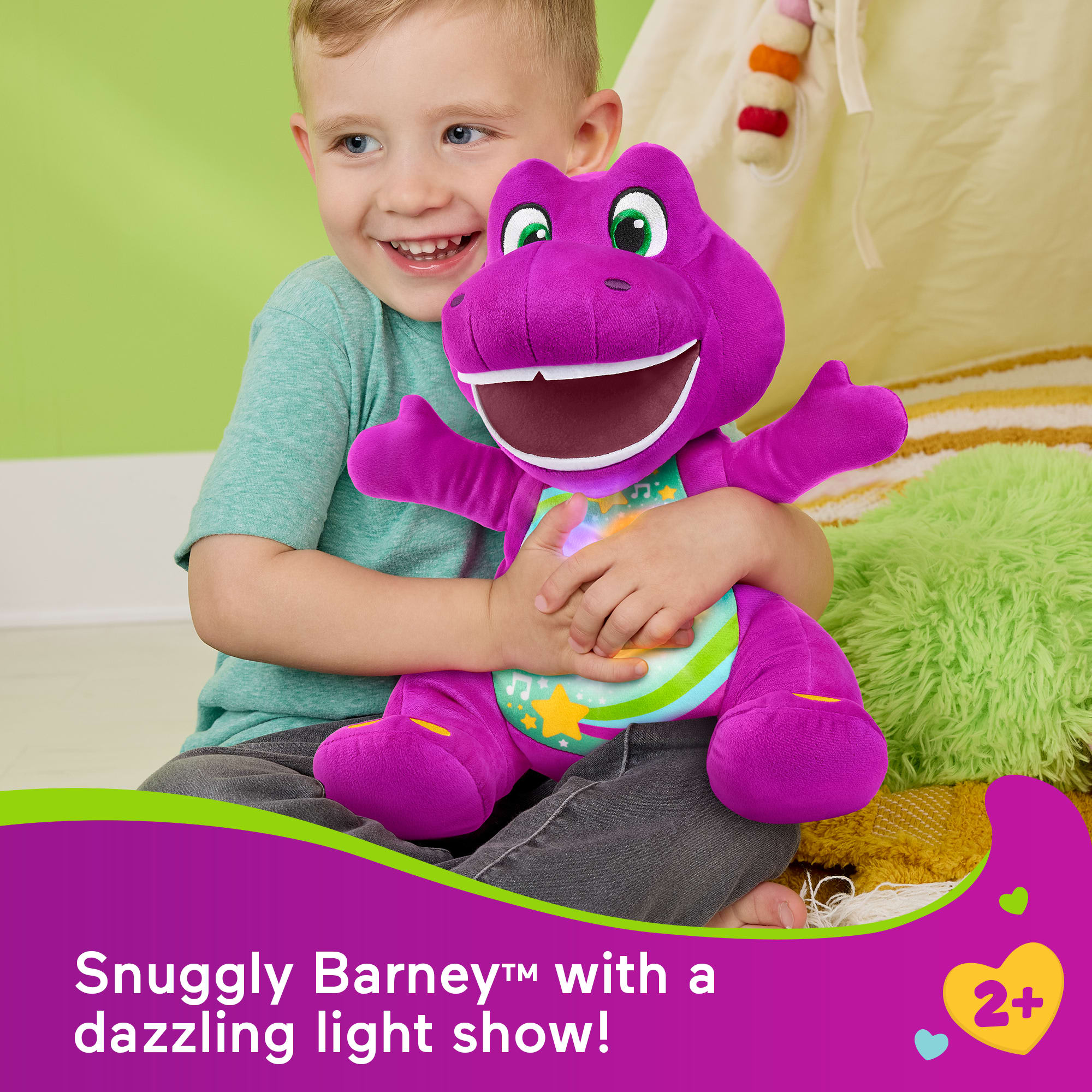Fisher-Price Barney’s World Heart Glow Barney Plush Toy | Mattel