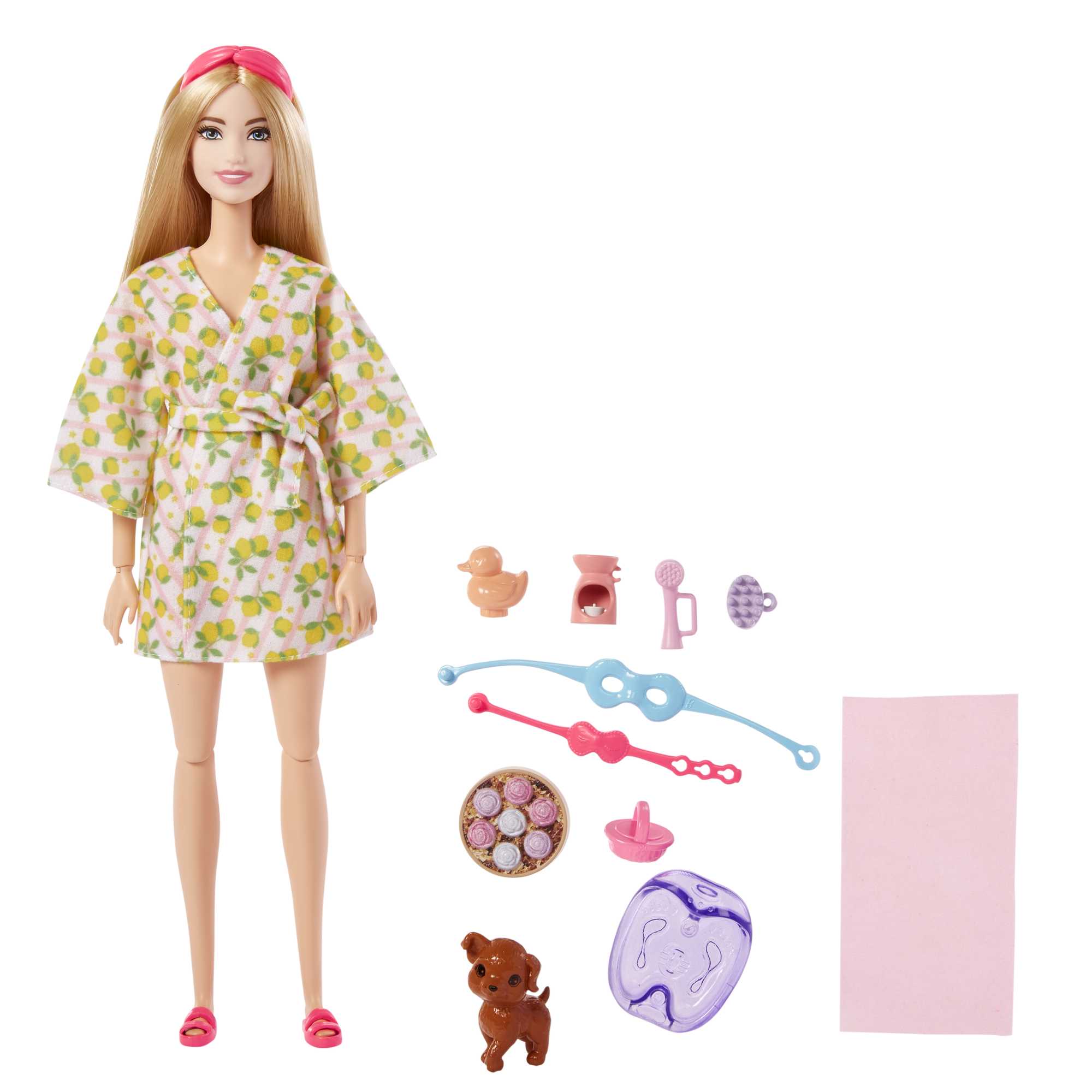 Barbie Self-Care Spa Day Possible Doll in Bathrobe with Puppy and ...