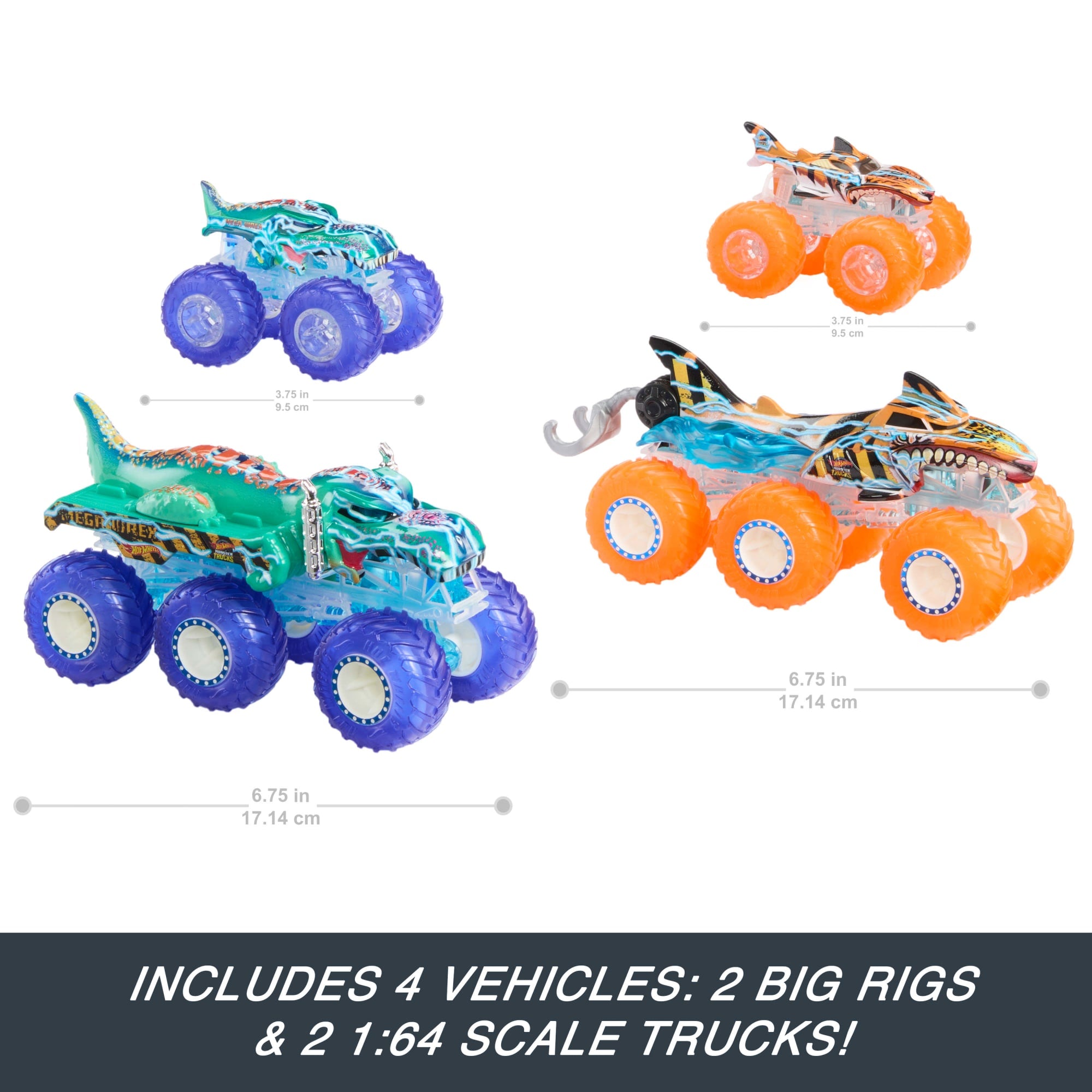 Hot Wheels Monster Trucks Power Smashers Toy Truck & Big Rig Multipack ...