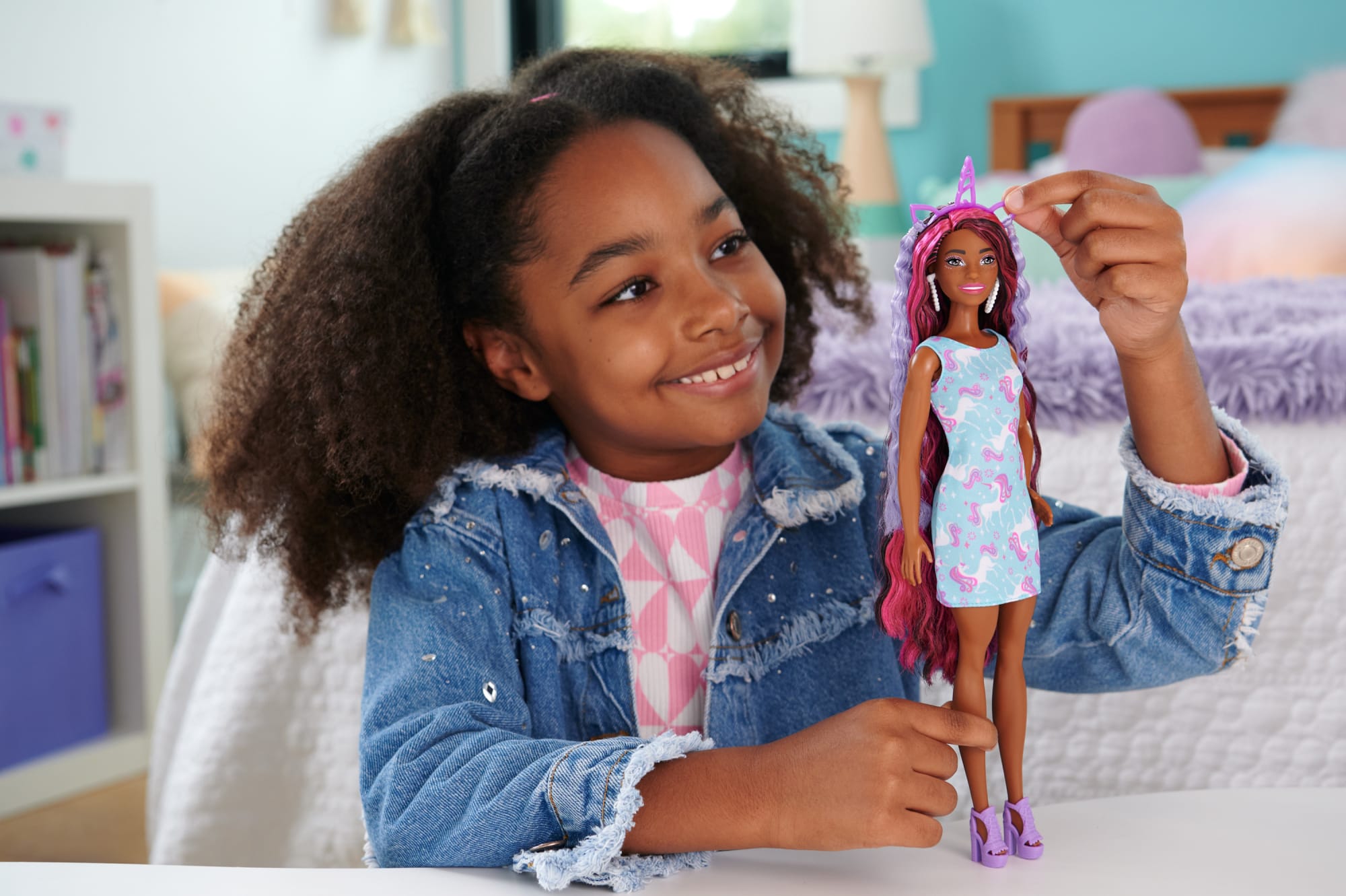 Barbie Fun & Fancy Hair Doll with Extra-Long Black Hair and Styling ...