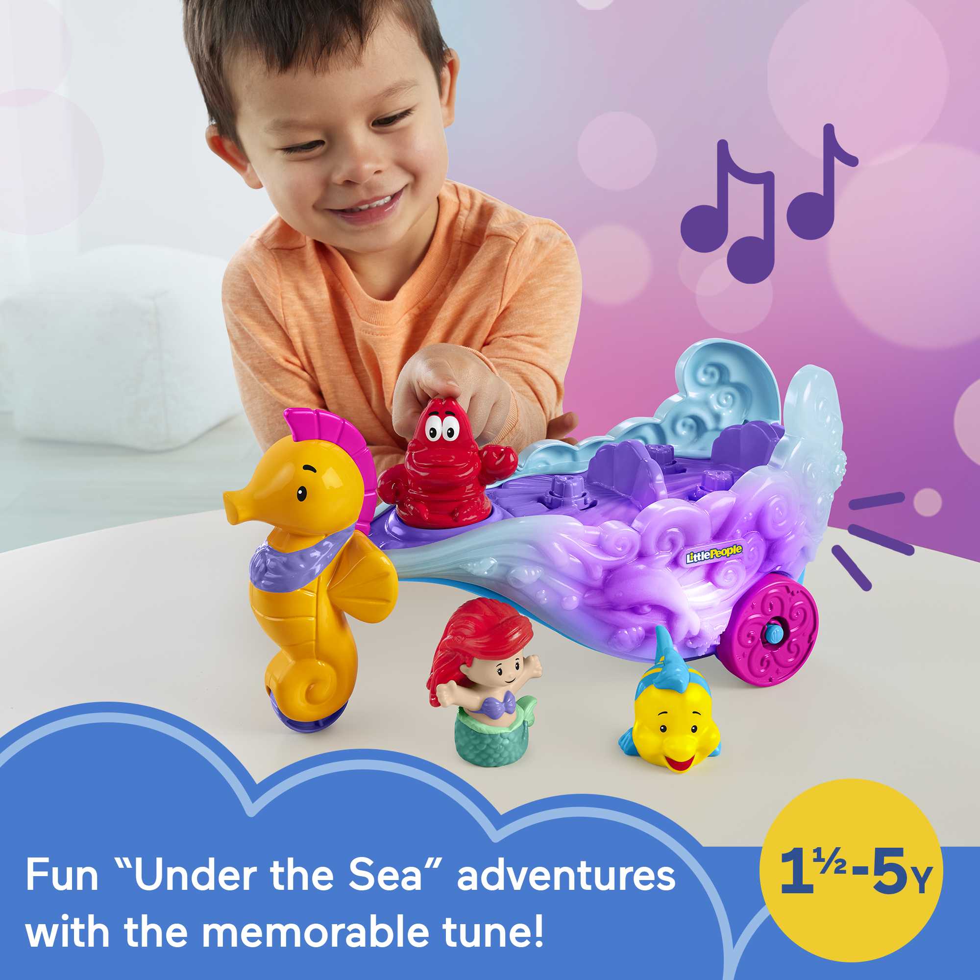 Disney Princess Ariel's Light-Up Sea Carriage by Little People | Mattel