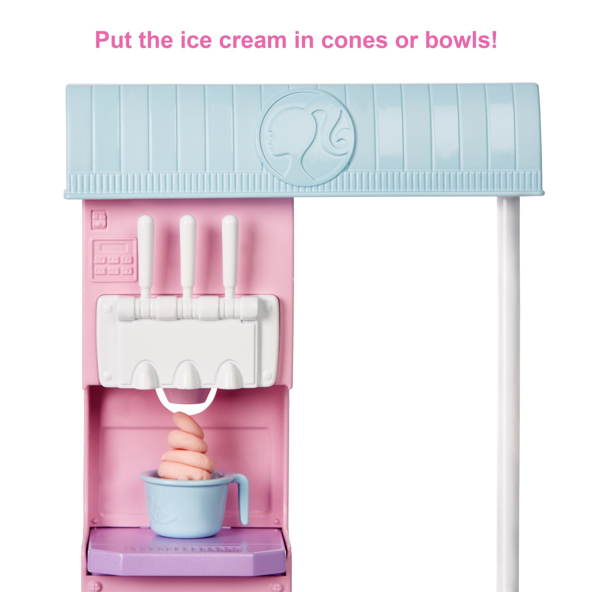Barbie Ice Cream Shop Playset with 12 in Blonde Doll, Ice Cream Shop ...