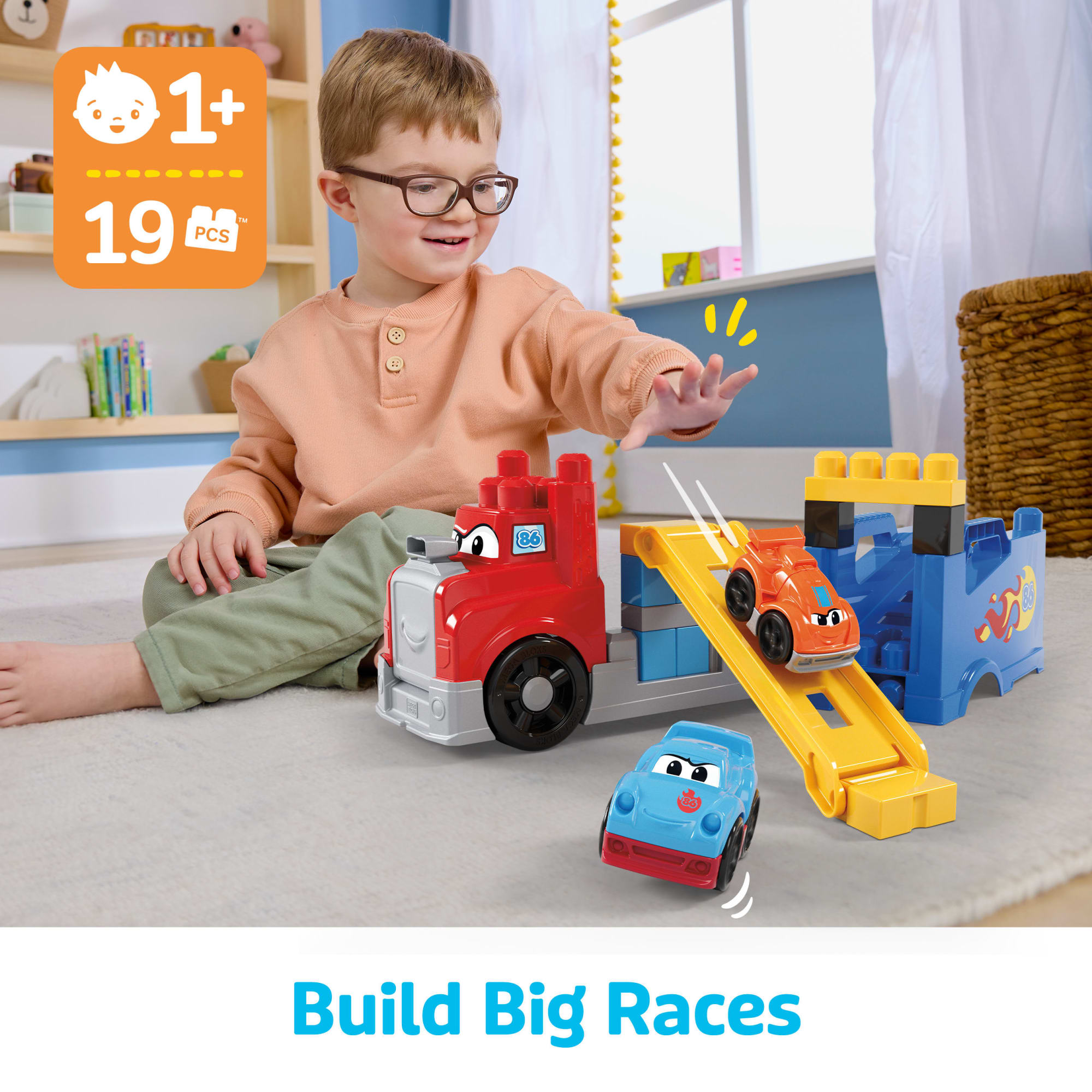 MEGA BLOKS First Builders Build & Race Rig Toy Blocks | Mattel