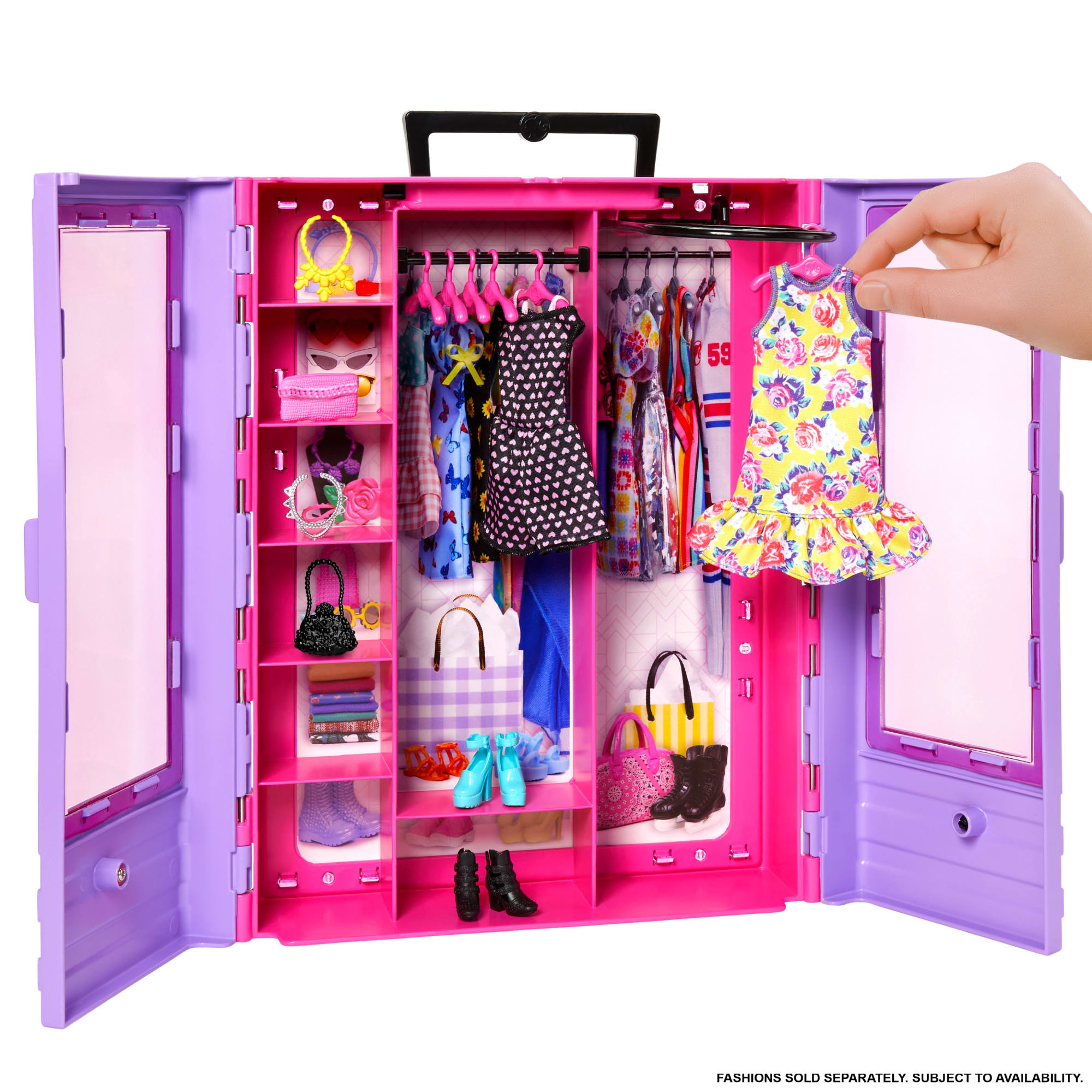 Barbie Closet with 6 Hangars, Accessory Features Translucent Doors ...