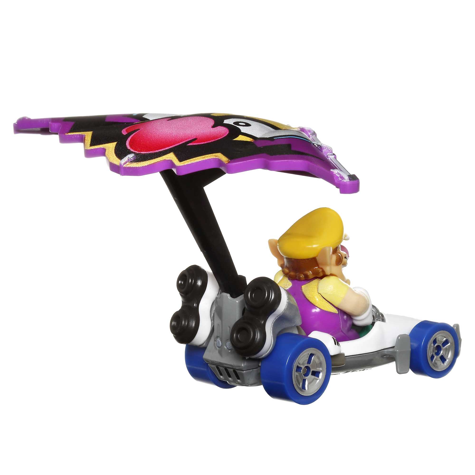 Hot Wheels Mario Kart Vehículo de Juguete Waluigi B-Dasher con Wario Wing
