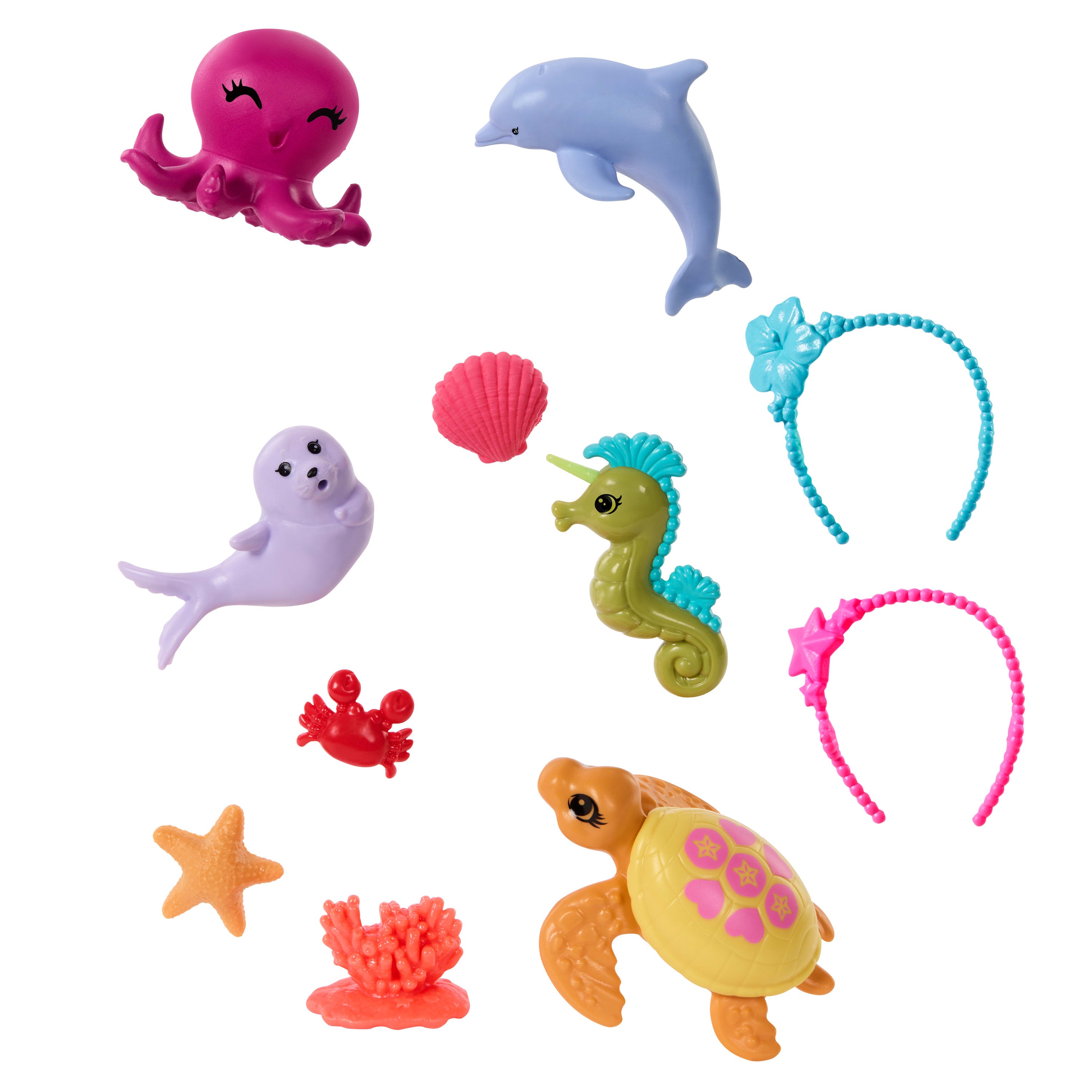 Barbie Mermaid Dolls 2-Pack with Sea Animals, Headbands & Ocean ...