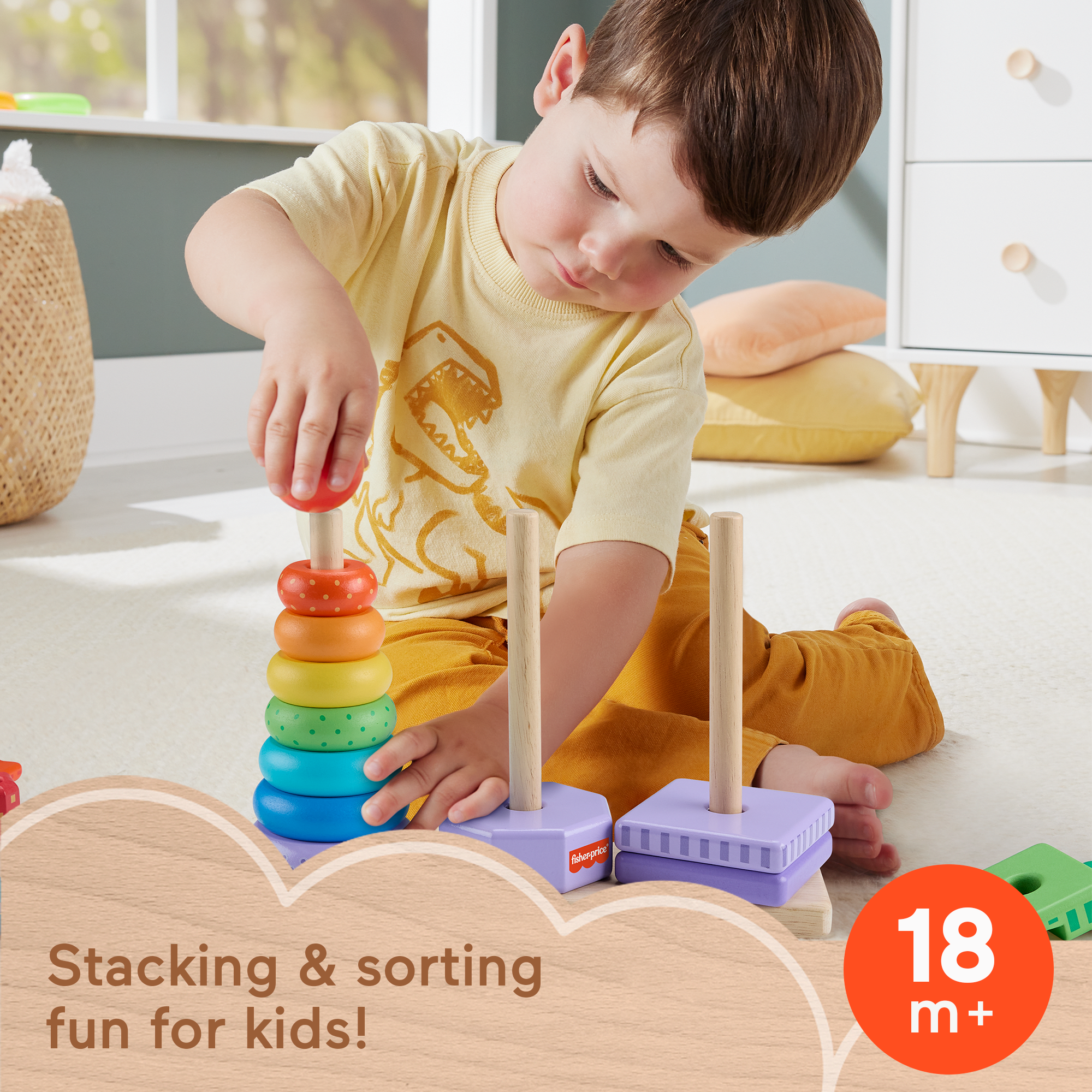 Fisher-Price Wooden Stacking Shape Sorter | Mattel