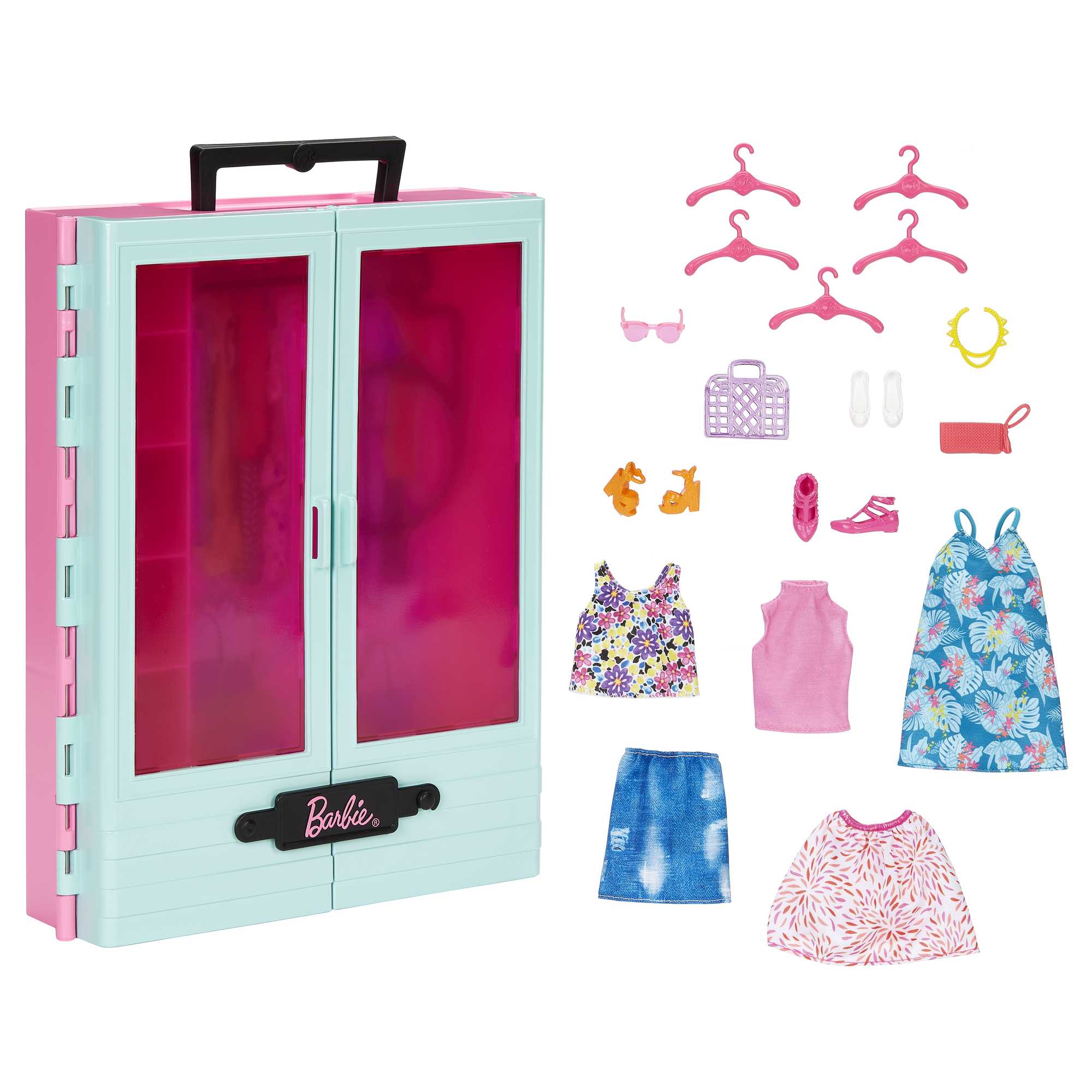 Barbie Coffret de jeu Armoire Mode, 3 tenues, accessoires, 3-8 ans | Mattel