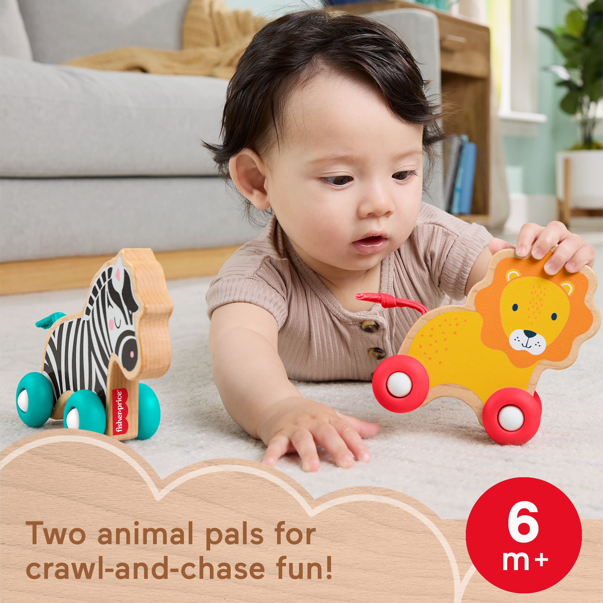 Fisher-Price Wooden Push-Along Animals | Mattel