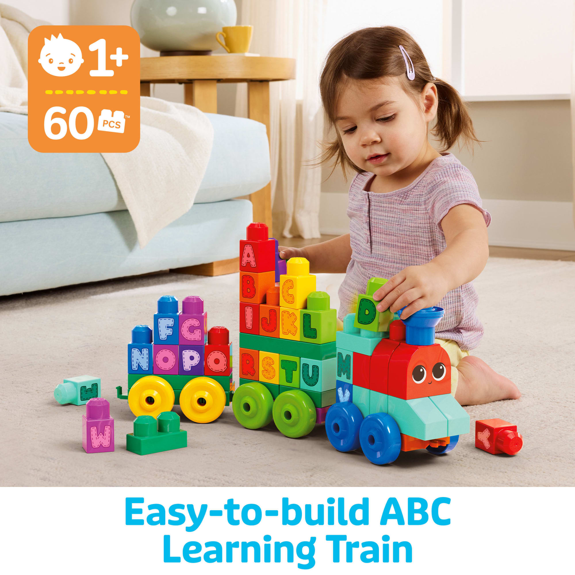Mega Bloks ABC Learning Train Building Set | Mattel