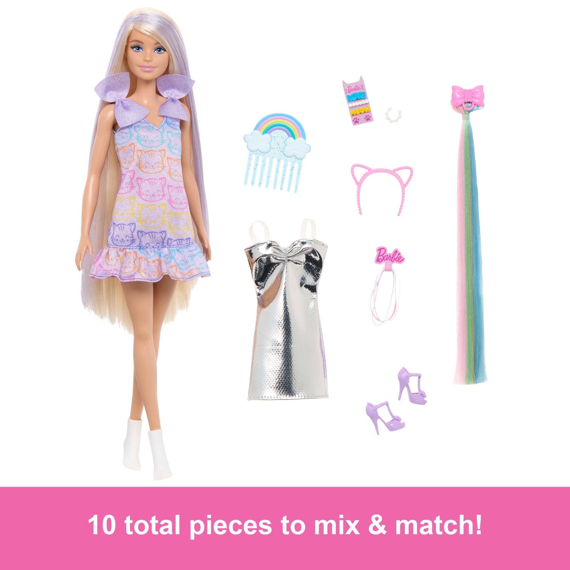 Barbie Fun & Fancy Doll & Accessories, Blonde Fashion Doll with Extra ...
