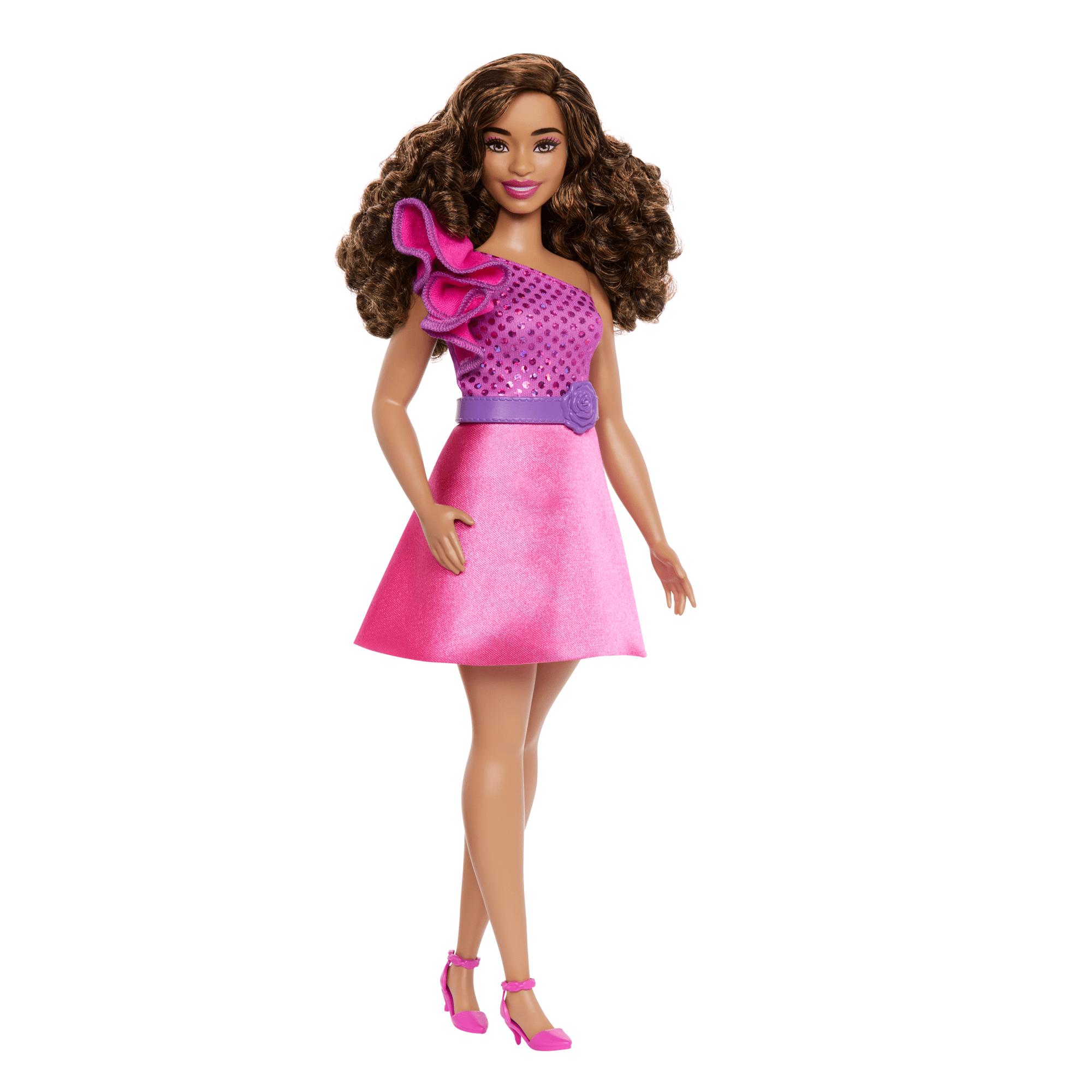 Barbie 65th Anniversary Doll, Brown Hair, Pink Sparkly Dress | Mattel