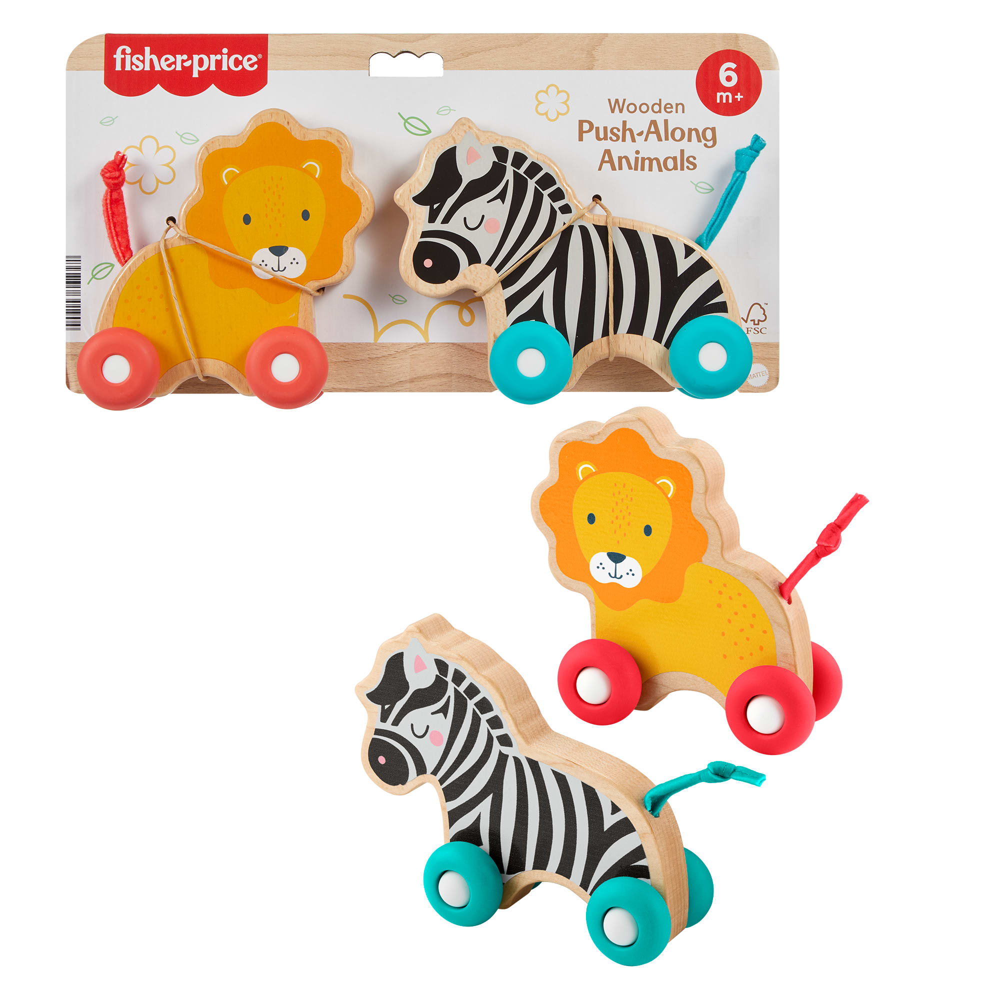 Fisher-Price Wooden Push-Along Animals | Mattel