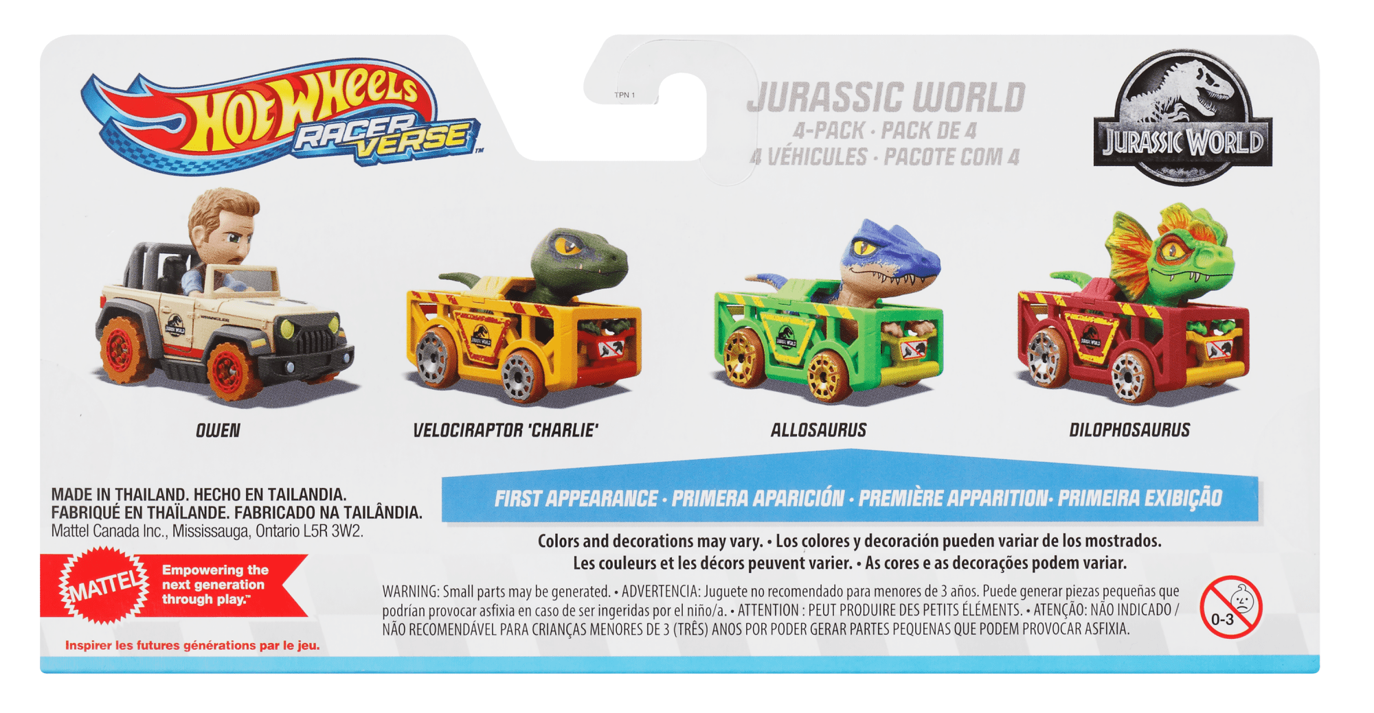 Hot Wheels Cars | RacerVerse Jurassic 4-Pack | MATTEL