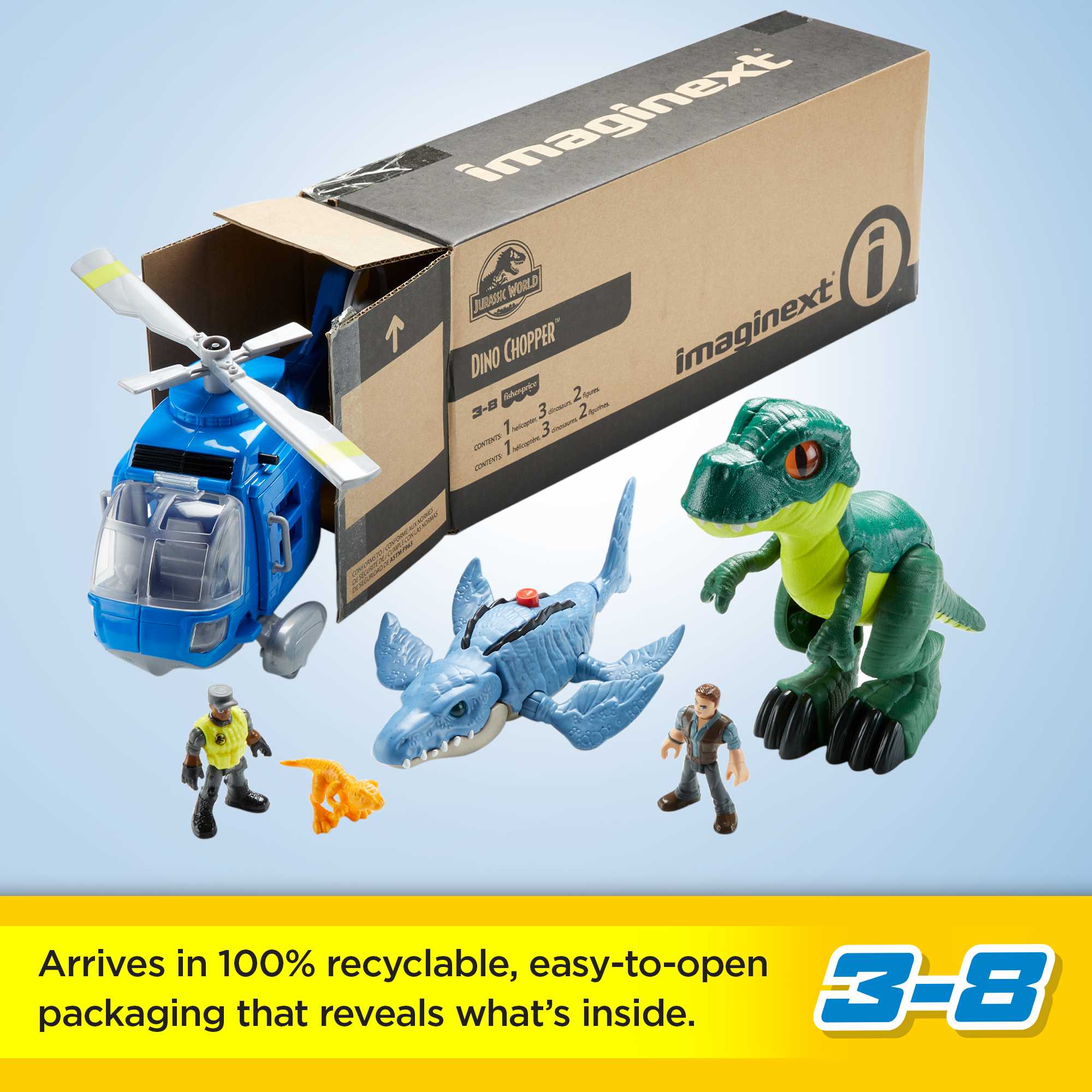 Imaginext Jurassic World Dinosaur & Helicopter Set |Mattel