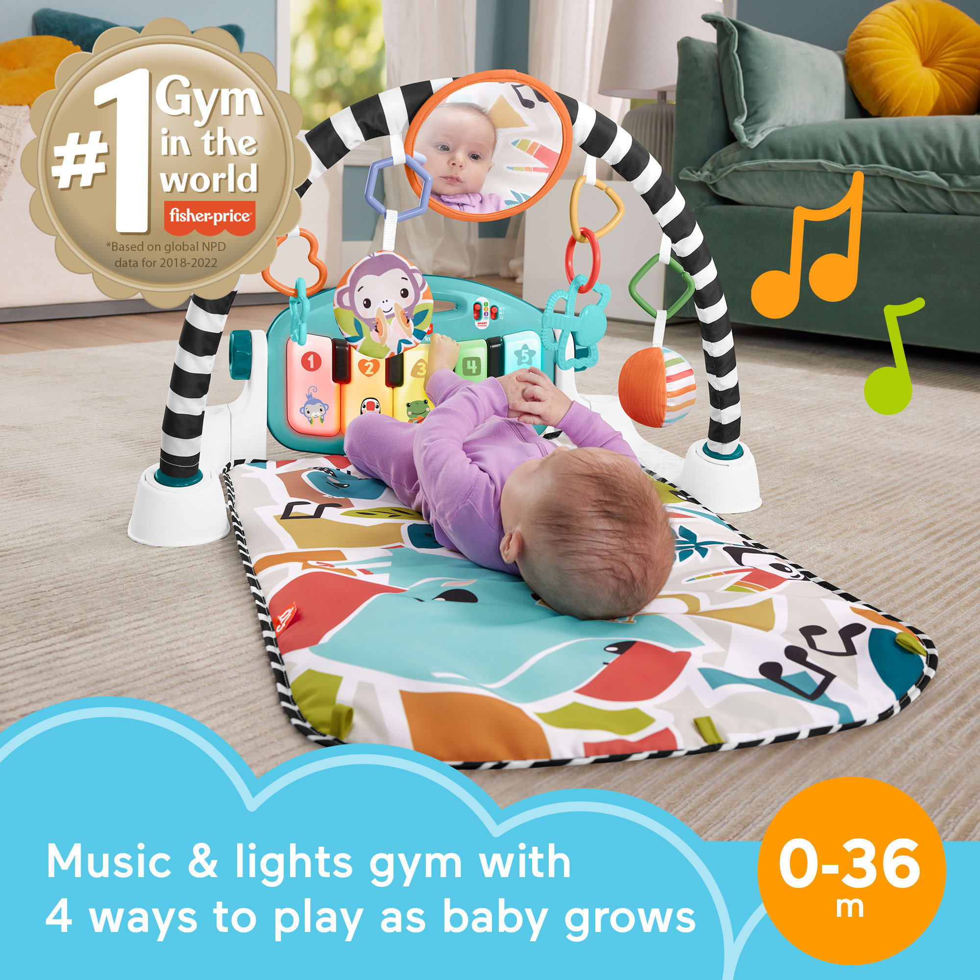 Fisher-Price Glow and Grow Kick & Play Piano Gym | Mattel