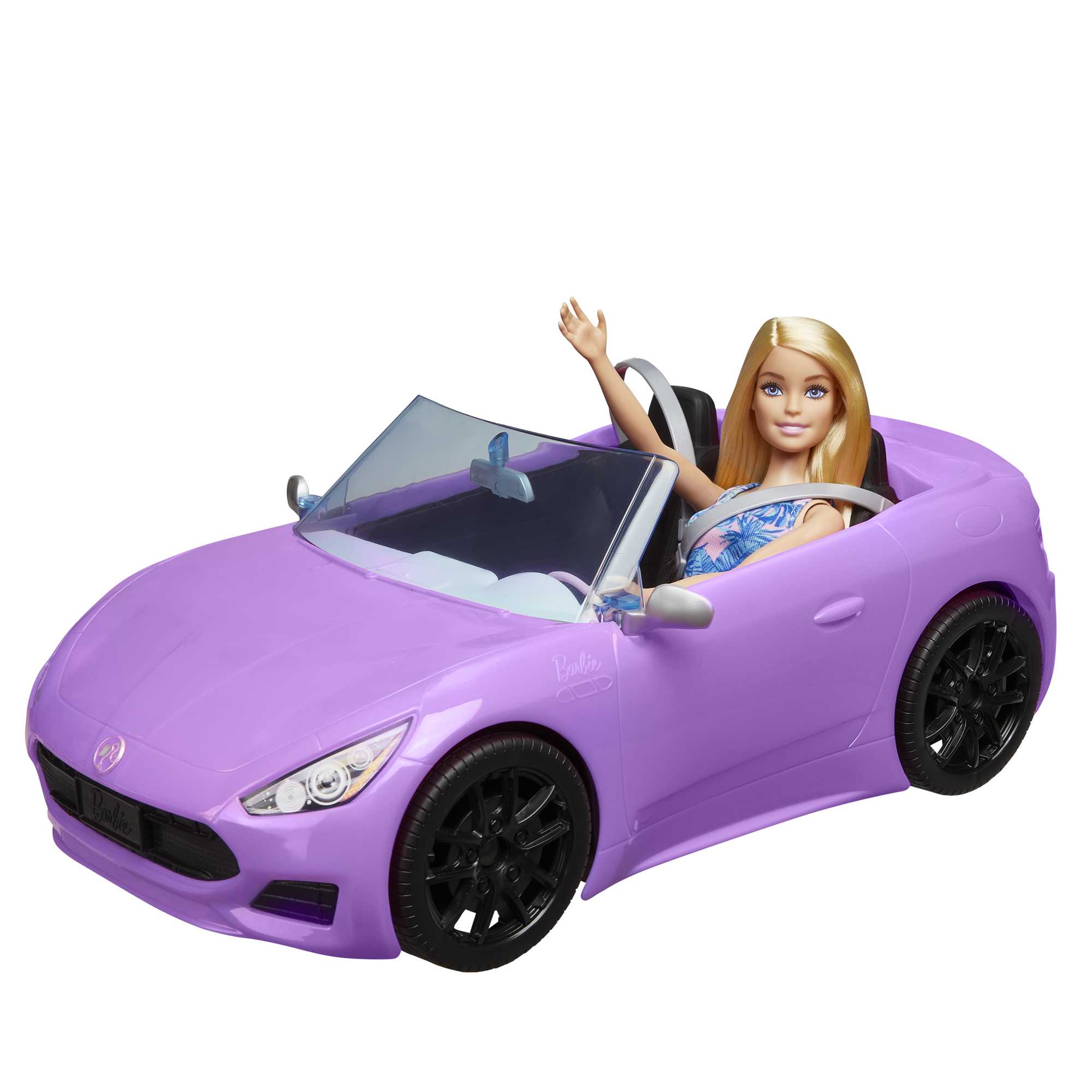 Barbie Poupée blonde, décapotable violette | Mattel